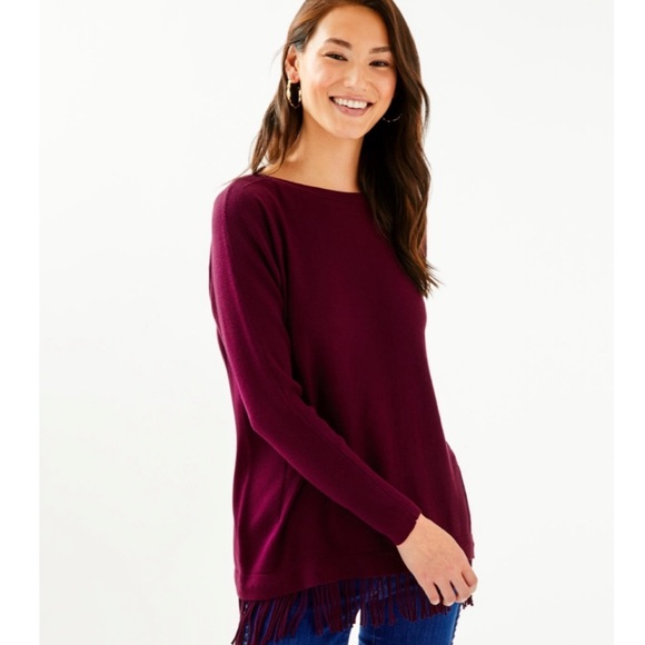 Lilly Pulitzer | Sweaters | Lilly Pulitzer Cabernet Berry Purple Coolmax Glenda Fringe Trim ...